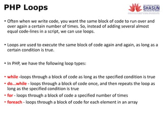 PHP CONDITIONAL STATEMENTS AND LOOPING.ppt