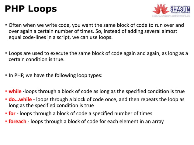Php Conditional Statements And Looping Ppt
