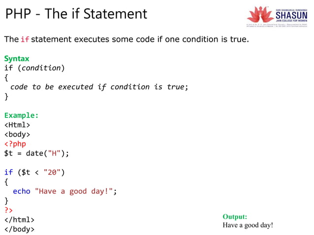 Php Conditional Statements And Looping Ppt
