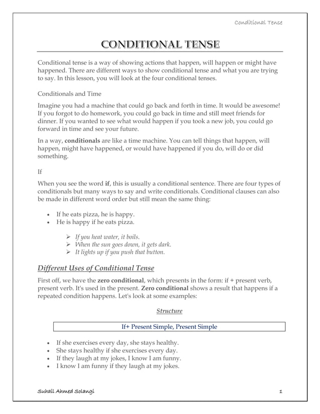 Conditional tense by suhail ahmed solangi | PDF | Programming Languages ...