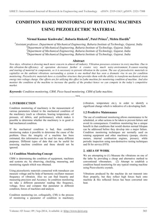 Condition based monitoring of rotating machines using piezoelectric material | PDF