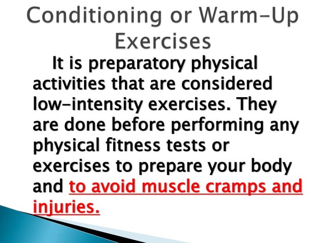 Physical Education (Fitness Tests: Conditioning or Warm-Up Exercises ...