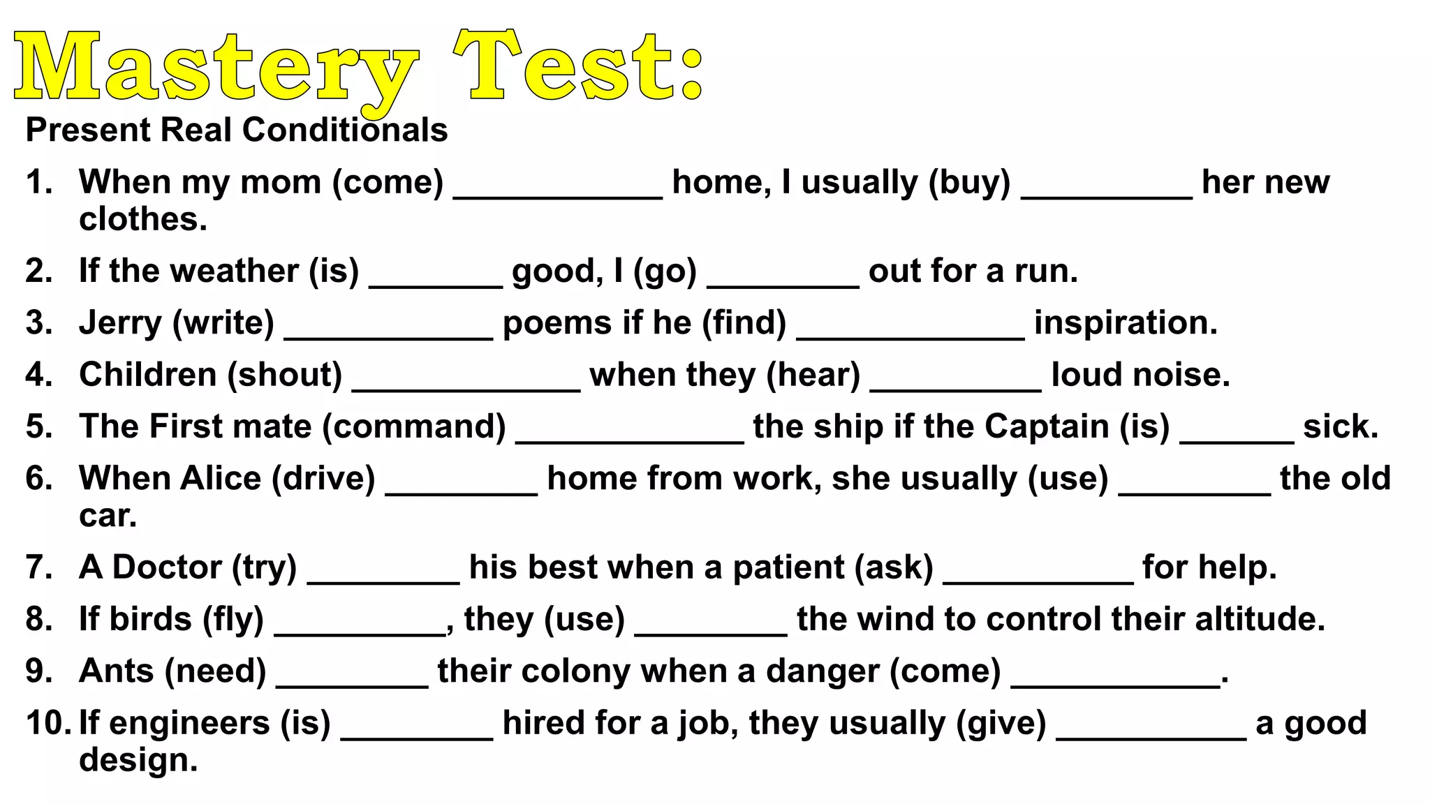 English 9 Present and Past Conditioning conditionals | PPTX
