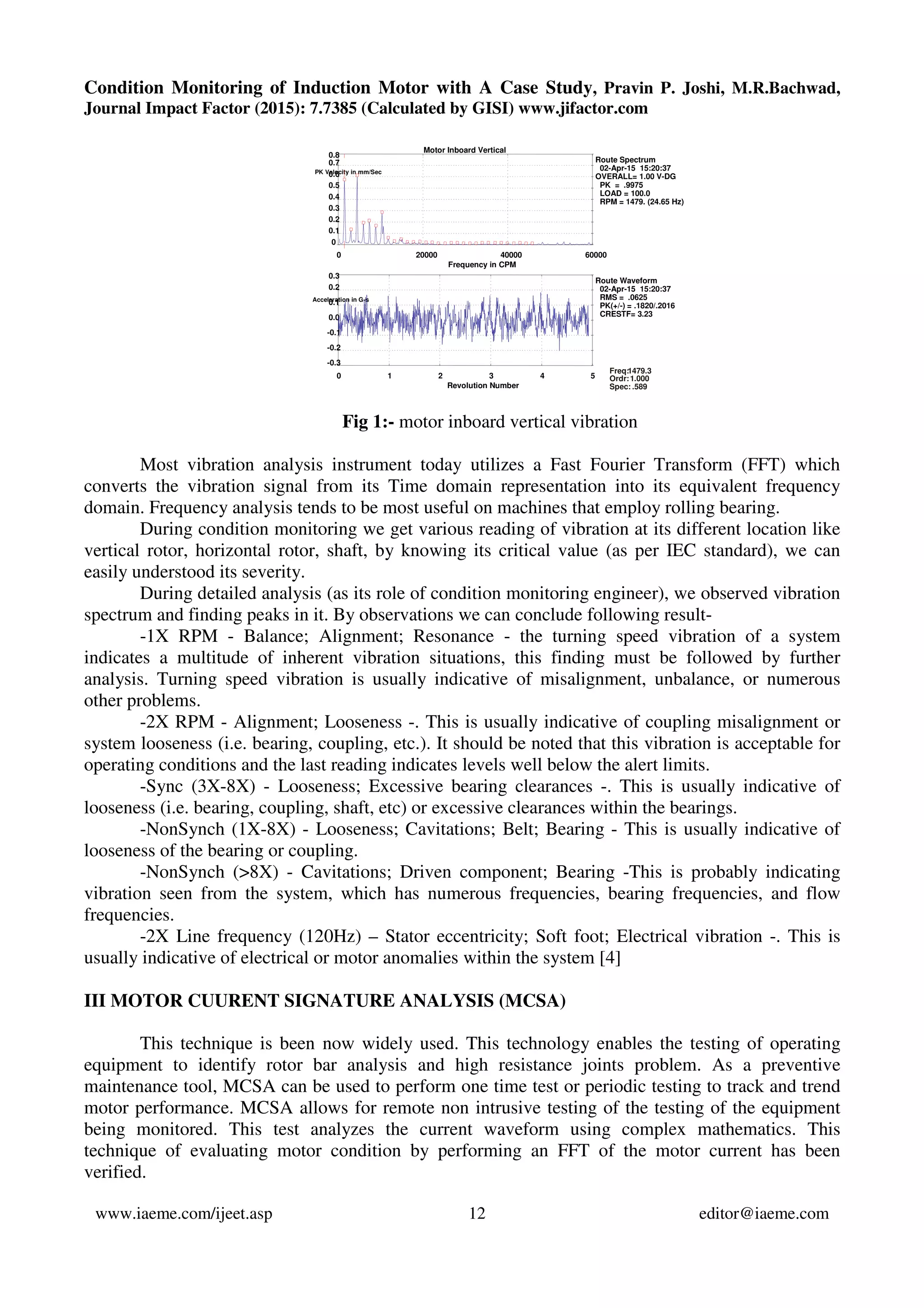Condition monitoring of induction motor with a case study | PDF