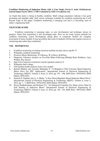 Condition monitoring of induction motor with a case study | PDF