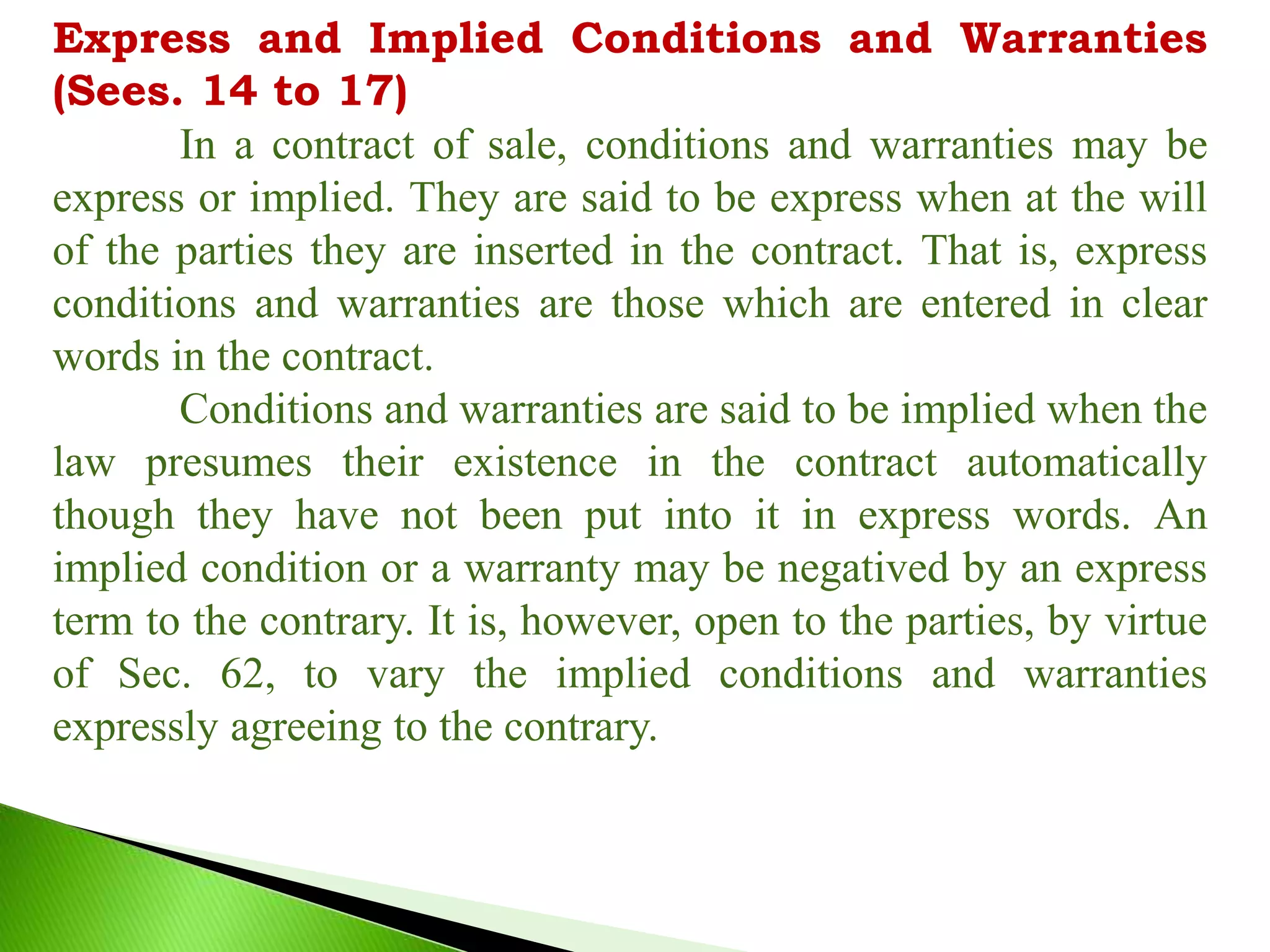 Conditions and warranties | PPTX