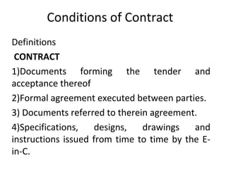 Conditions of CPWD contract in INDIA | PPT