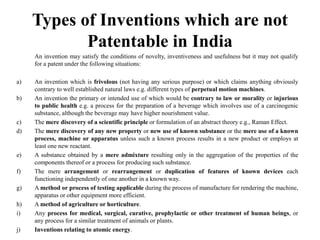 Conditions to be satisfied by an invention to be Patentable | PPTX