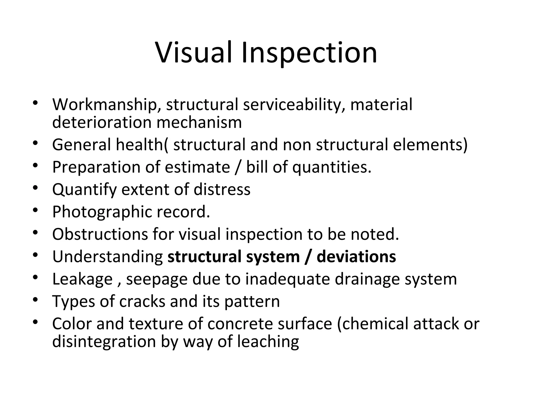 Condition survey and non destructive evalution of concrete | PPT