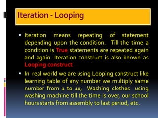 CONDITION AND ITERATIVE STATEMENTS CLASS XI | PDF