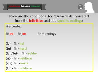 condizionale.pptx conditional tense Italian | PPTX