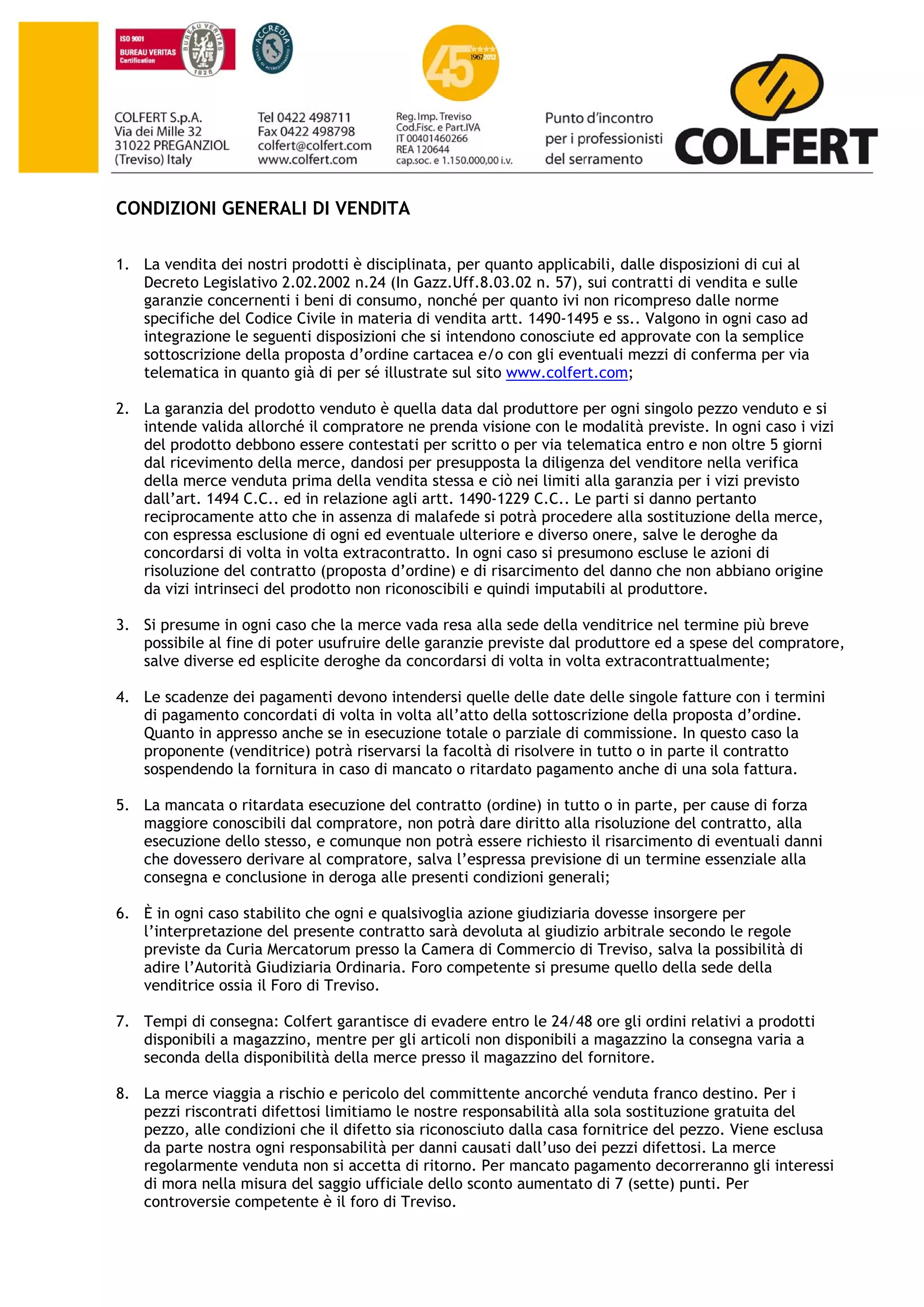 Condizioni di vendita | PDF
