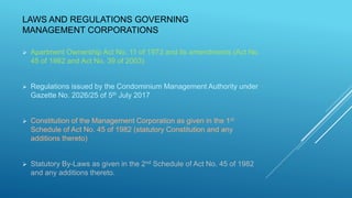 Condominium property law part 3 - Management Corporations and ...