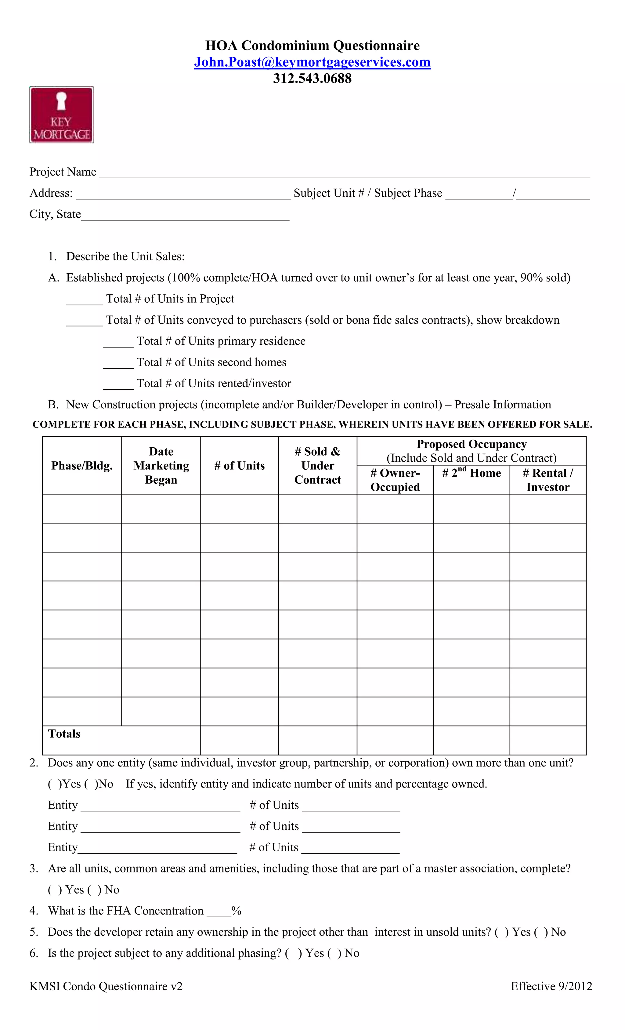 Condo questionaire | PDF