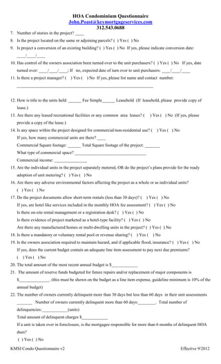 Condo questionaire | PDF