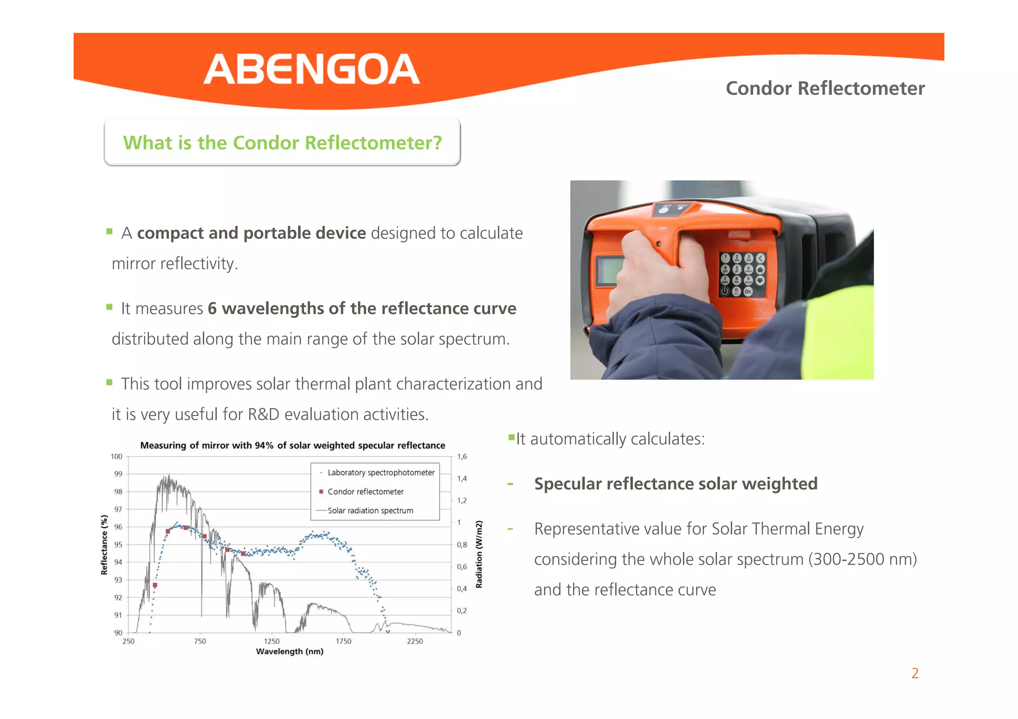 Condor, portable reflectometer for Solar Thermal Energy. | PDF