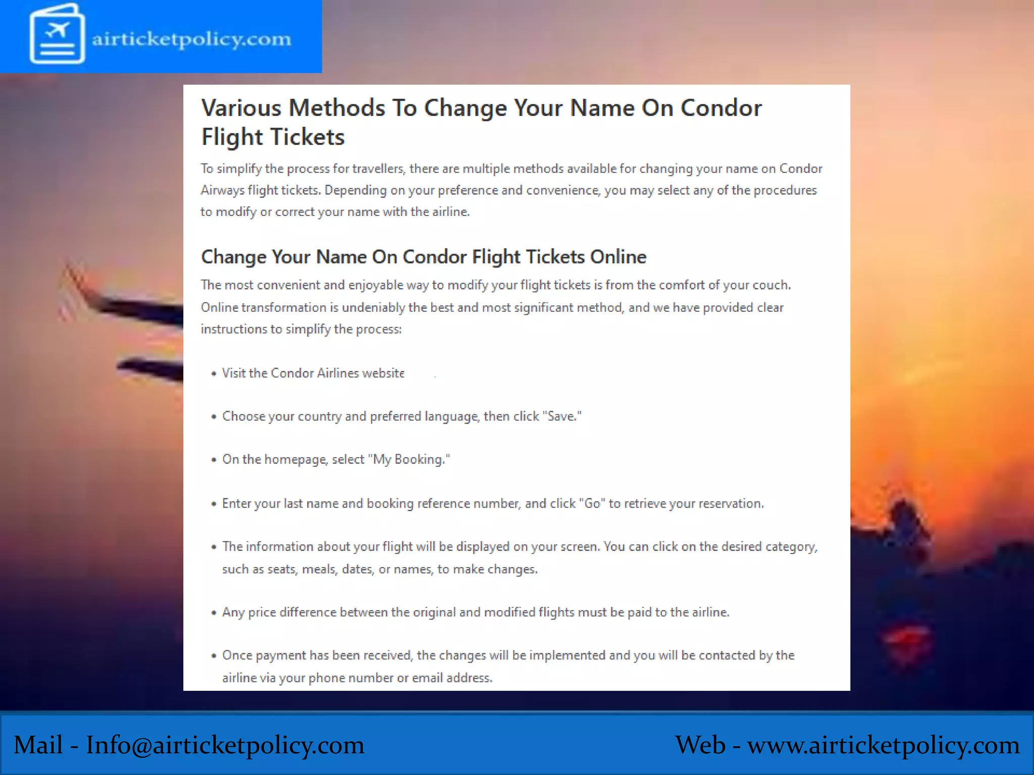 Condor Name Change Correction Policy | PPT