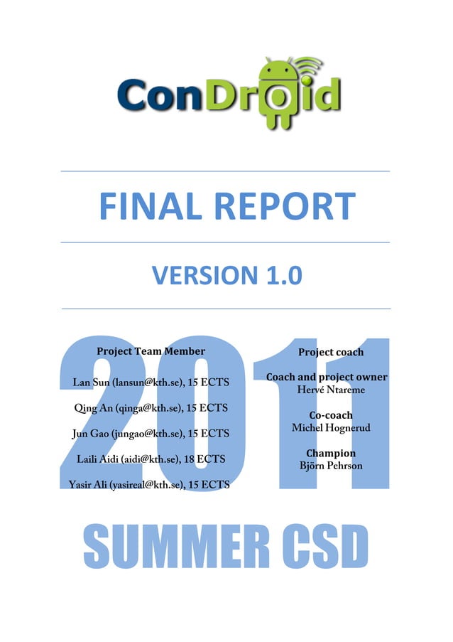 Condroid KTH Summer CSD 2011 - Final Report | PDF