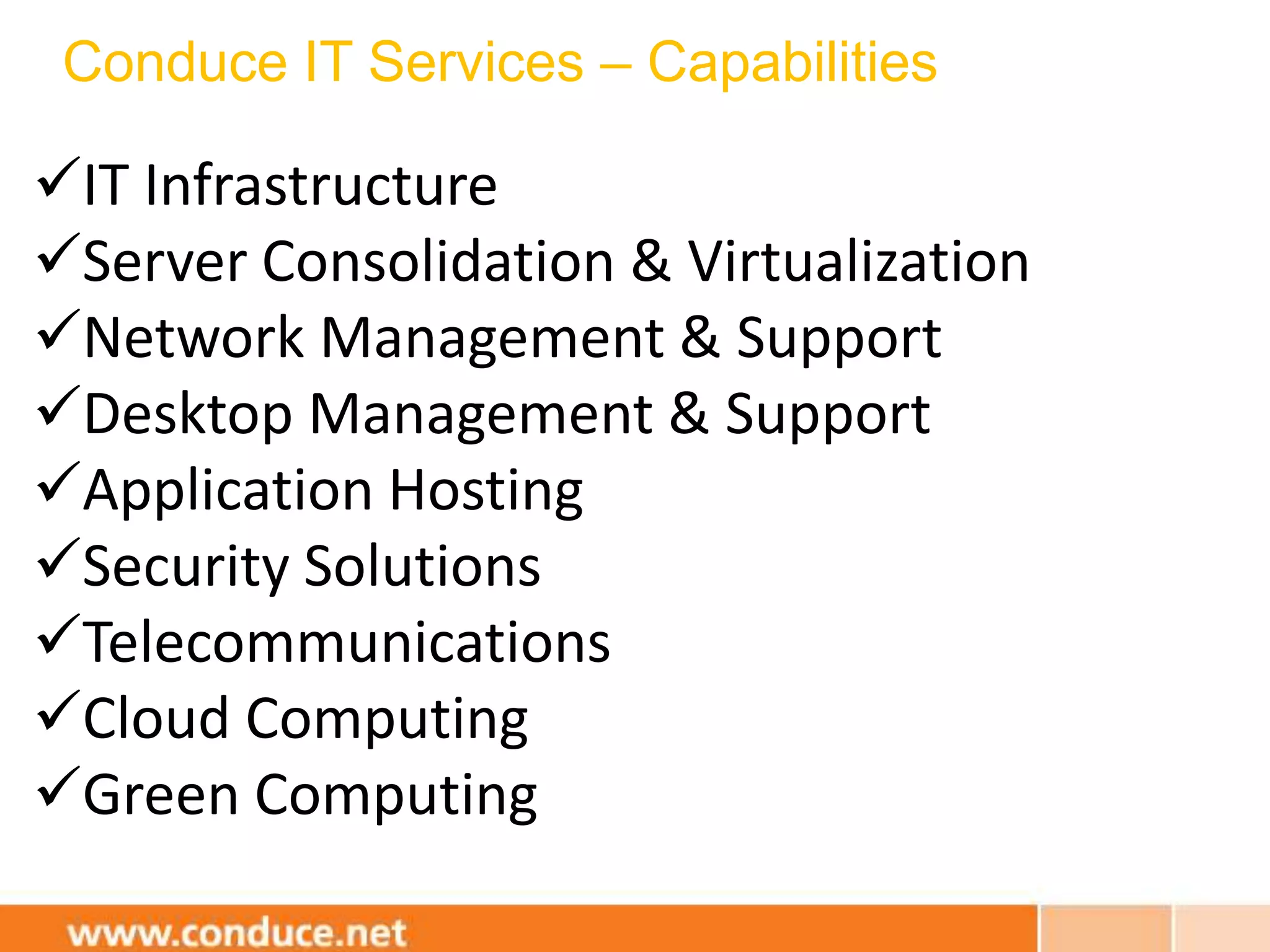 Conduce Group Capability January 2010 | PPT