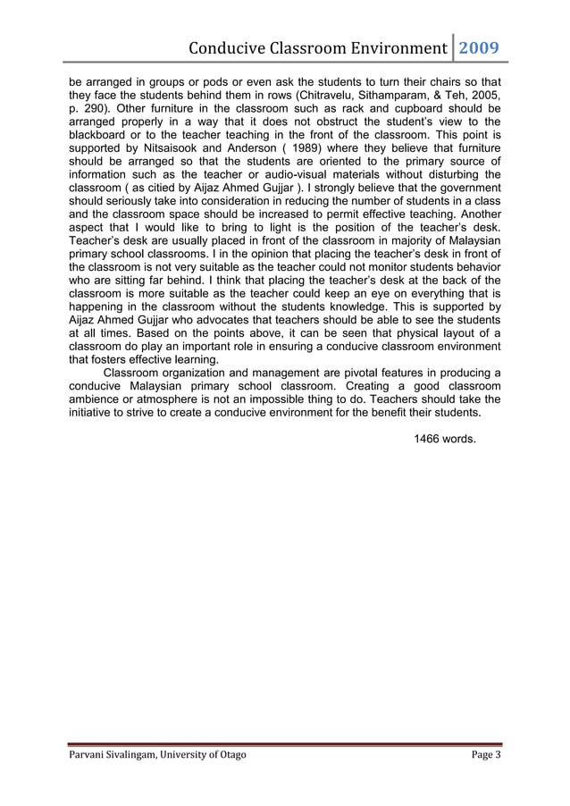 Conducive classroom environment | DOCX