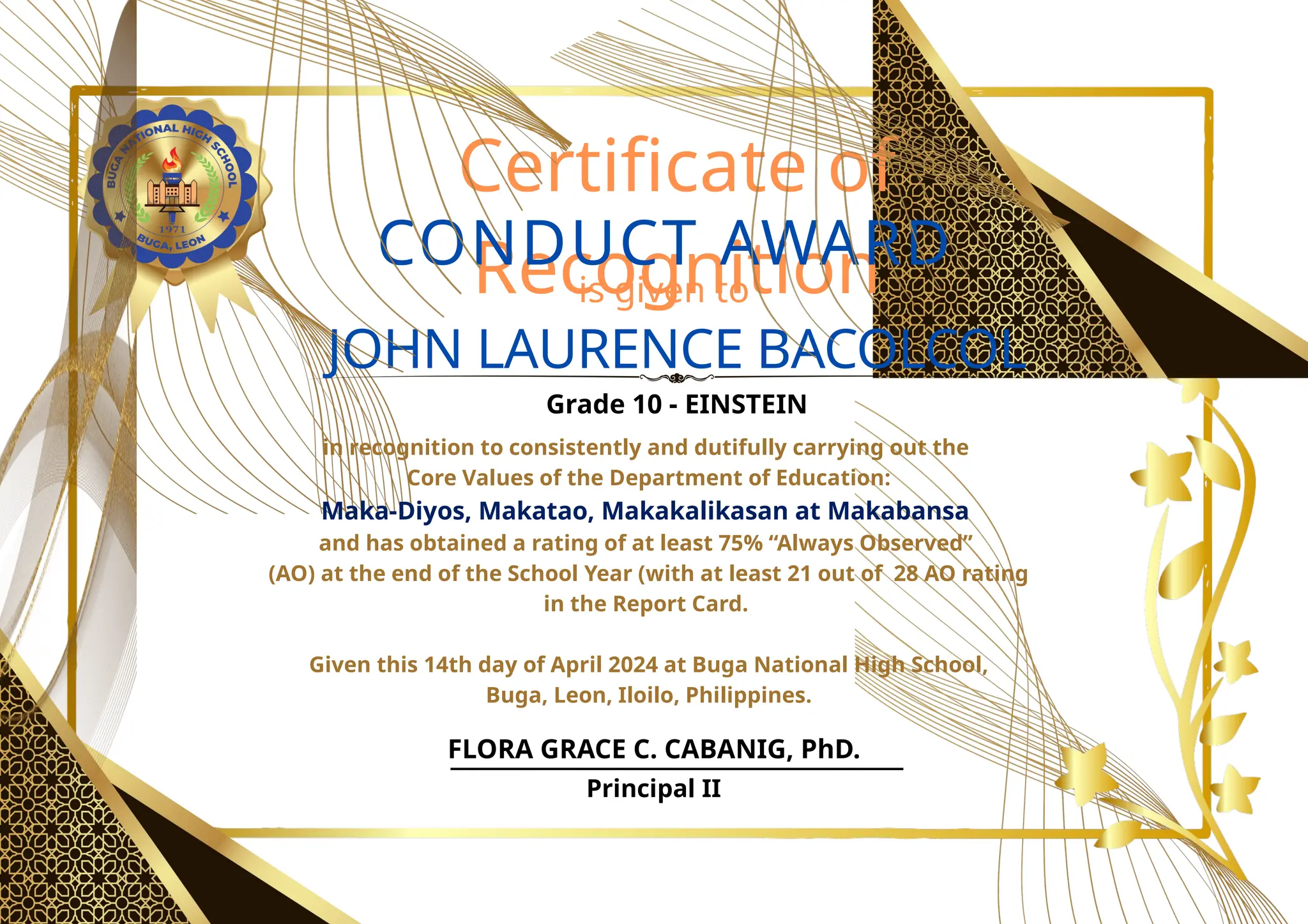 CONDUCT-AWARD-CERTIFICATE.pptx certificates | PPTX