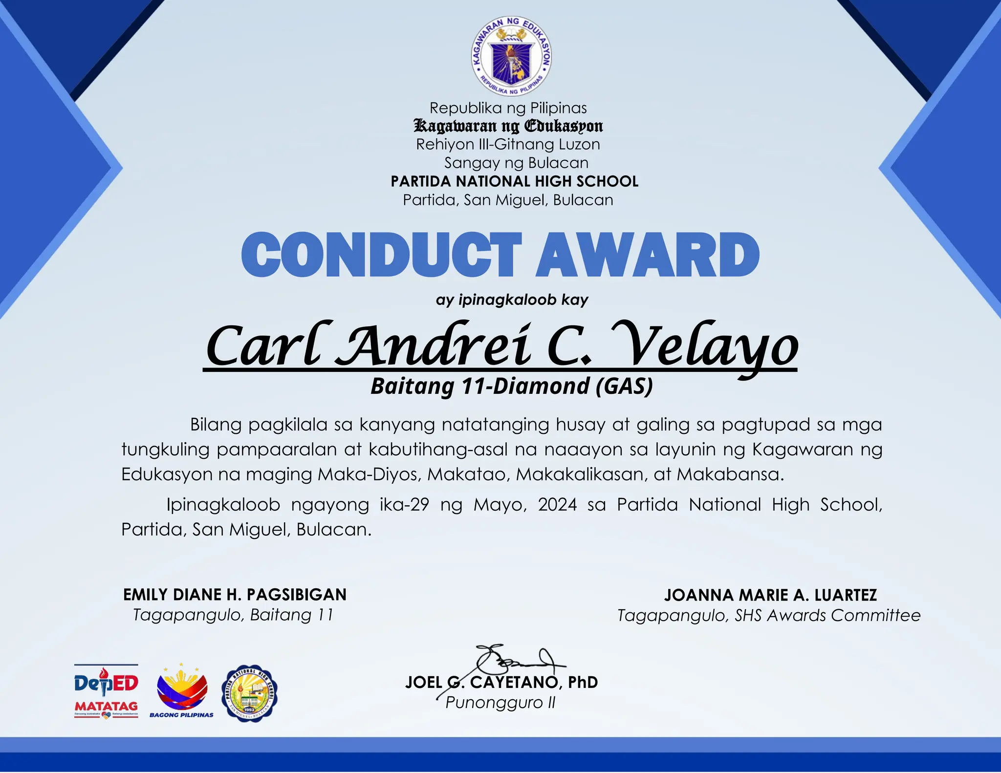 Conduct-Award-Certificate 11 FOR BOYSCOUTx | PPT