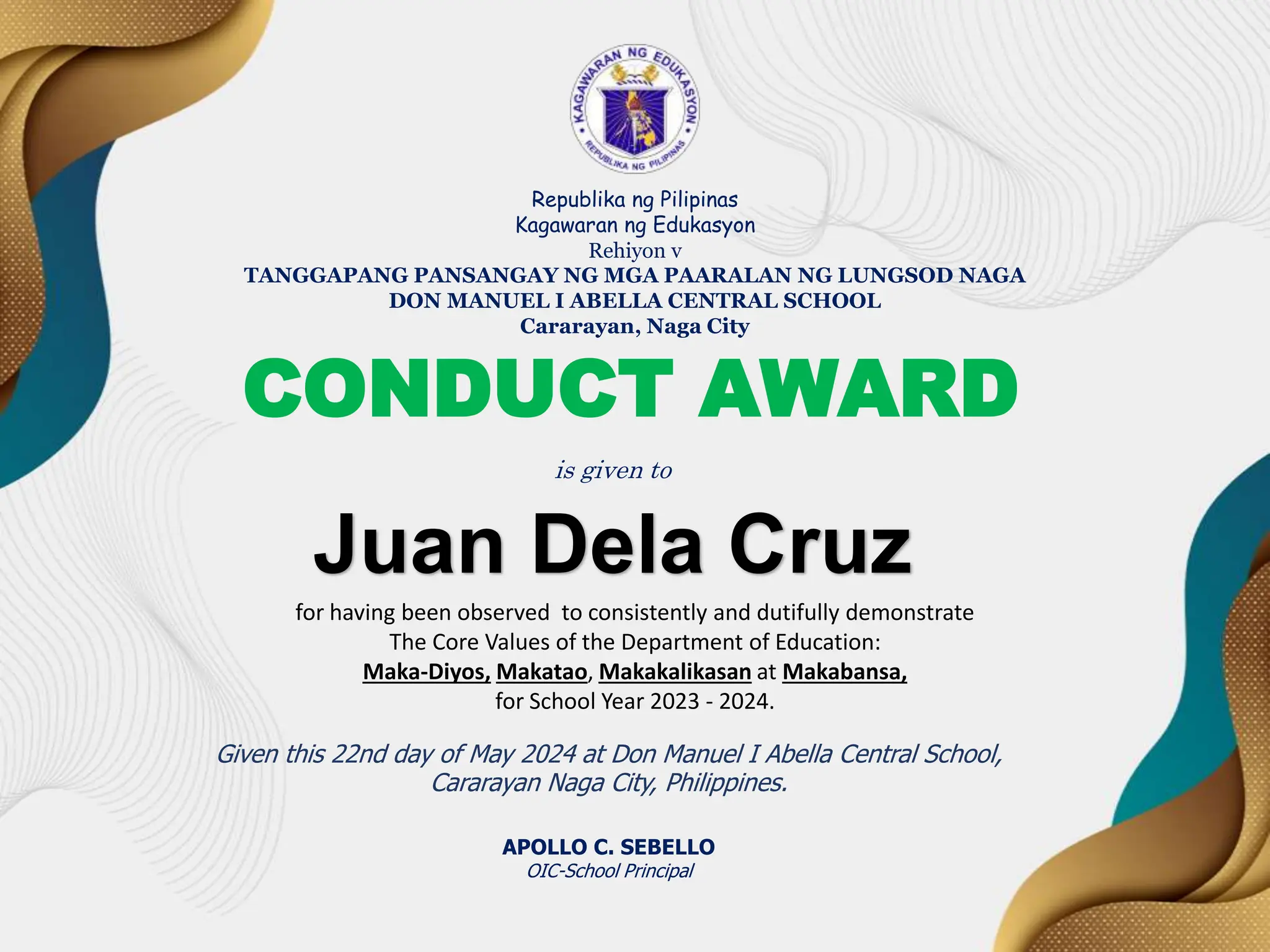 Sample Template Conduct-Award-Intermediate.pptx