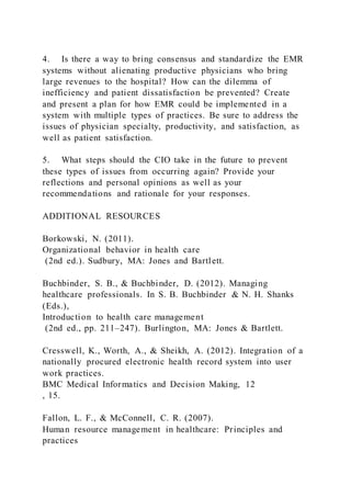 Conduct a case study analysis The Electronic Medical Record Eff | DOCX ...