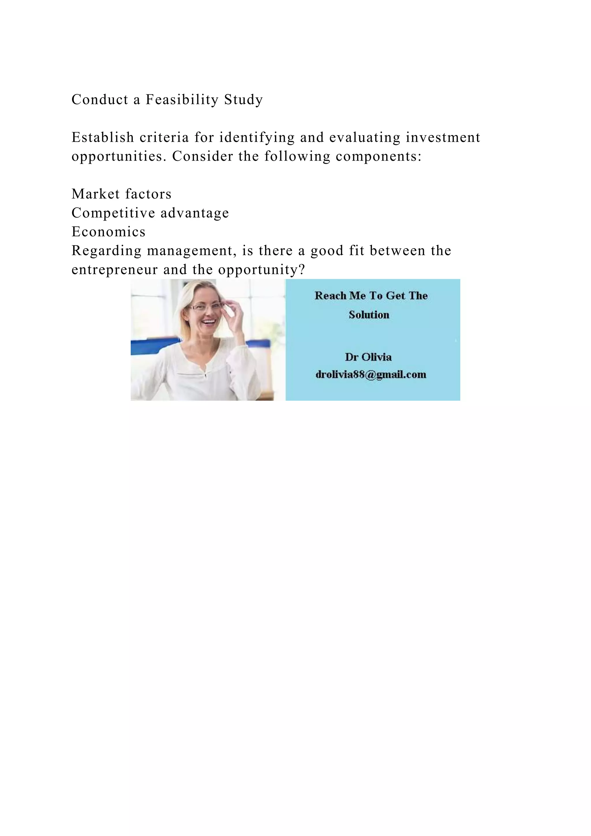 Conduct a Feasibility StudyEstablish criteria for identifying an.docx