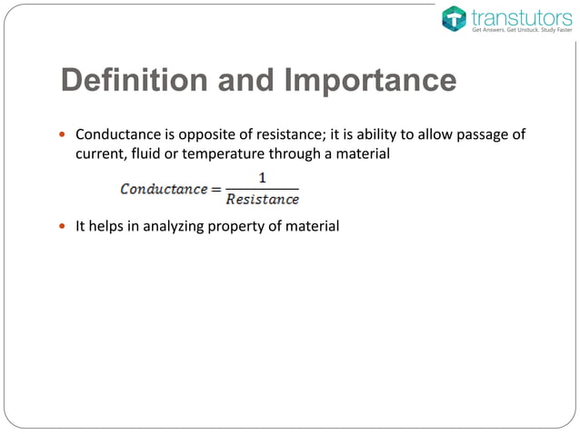 Conductance | Electrical Engineering | PPTX | Physics | Science