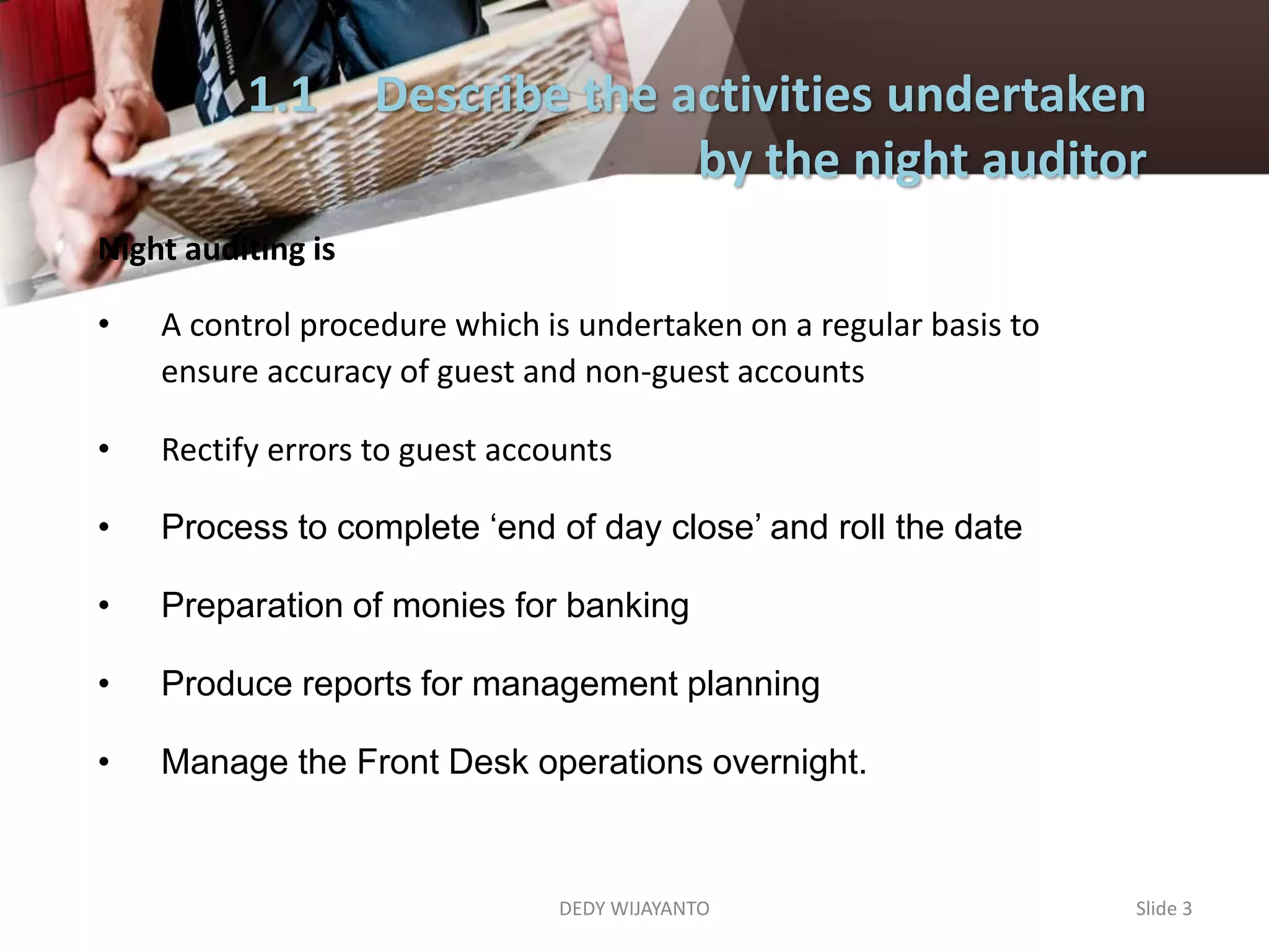 Conduct a night audit | PPTX