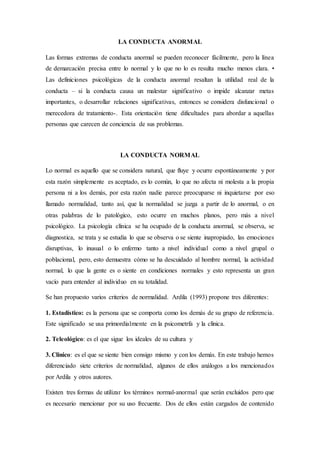 Conducta normal y anormal | DOCX