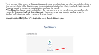 Conduct a Search on Academic Search Complete (EbscoHost) | PPT