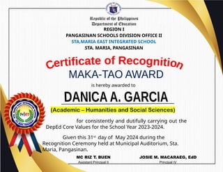 Award of Conduct for DepEd students file | PPTX