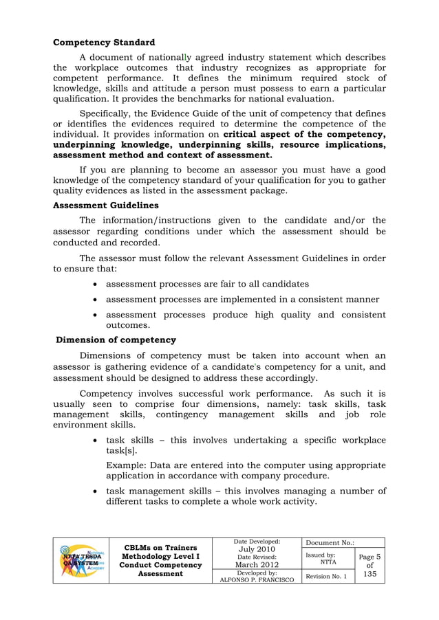 Conduct competency assessment | PDF