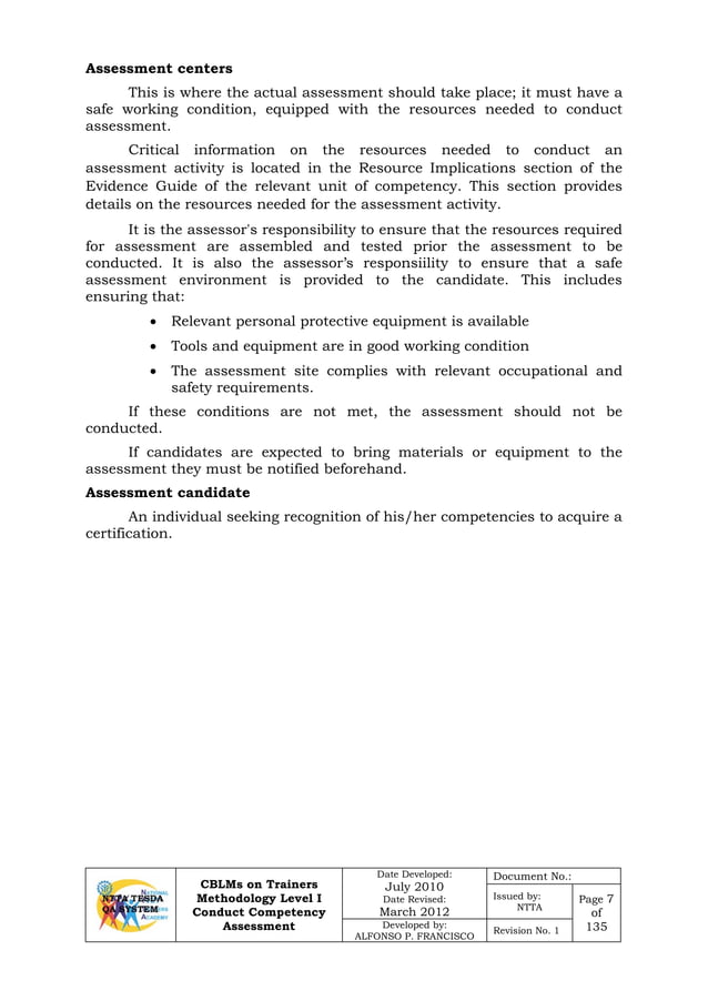 Conduct competency assessment | PDF