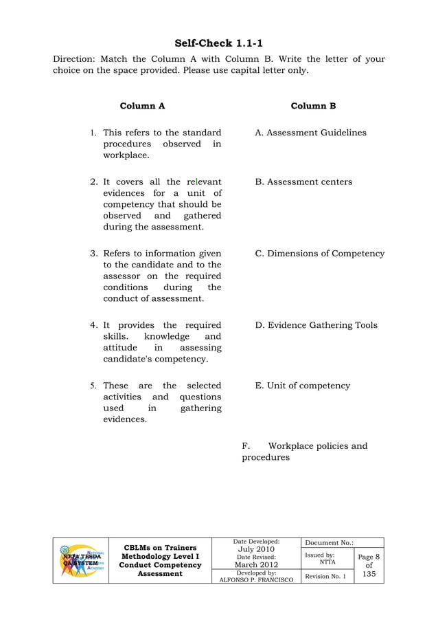 Conduct competency assessment | PDF