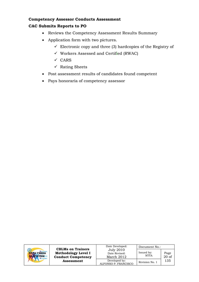 Conduct competency assessment | PDF