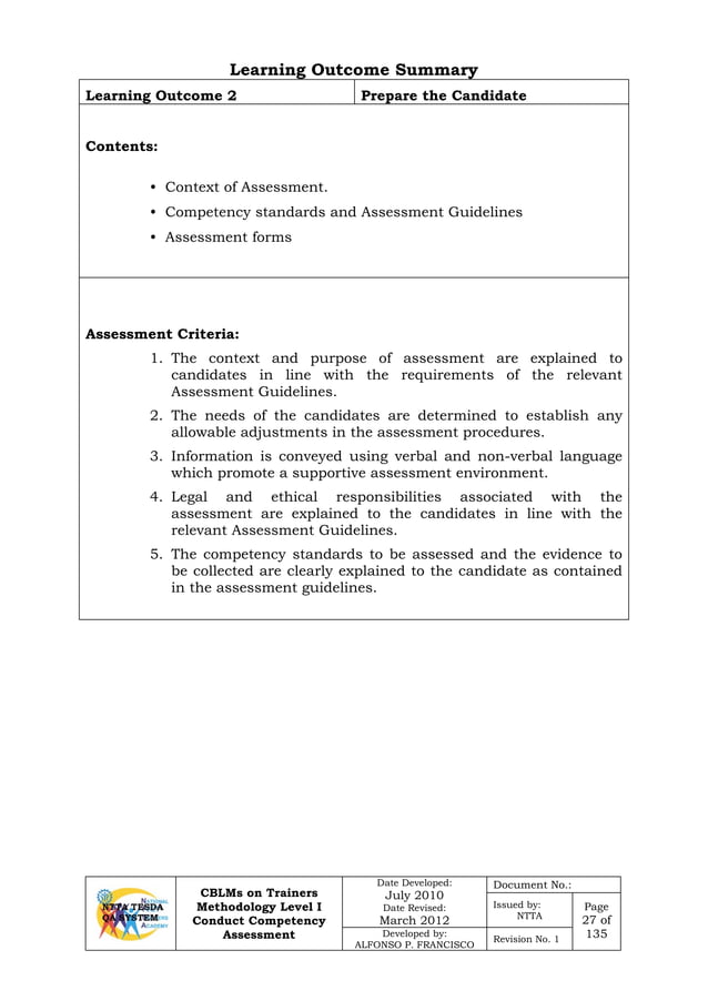 Conduct competency assessment | PDF