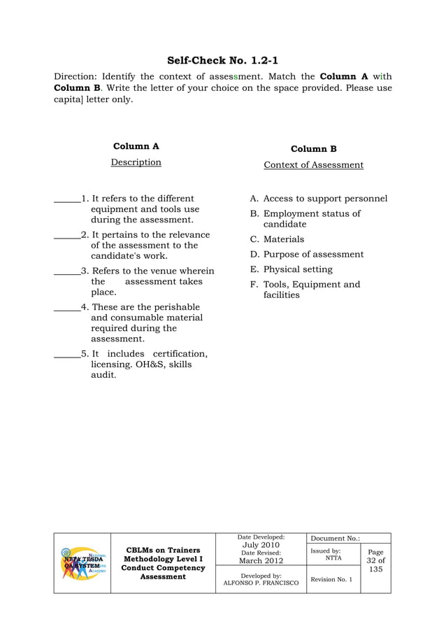 Conduct competency assessment | PDF