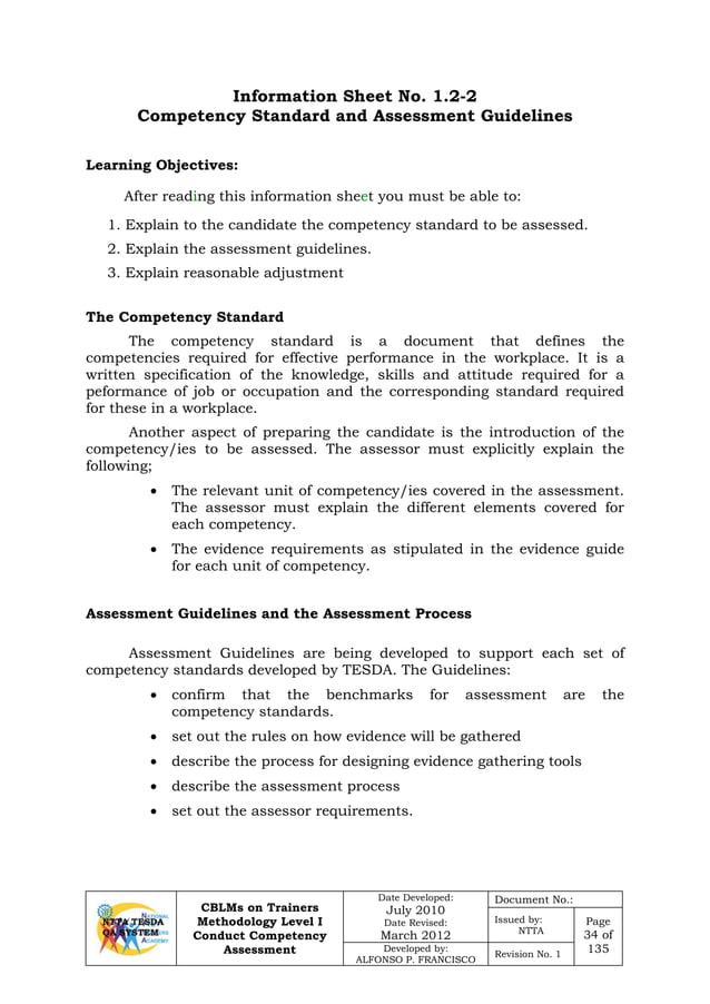Conduct competency assessment | PDF