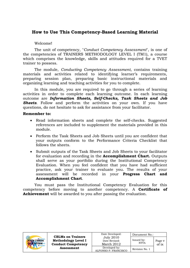 Conduct competency assessment | PDF