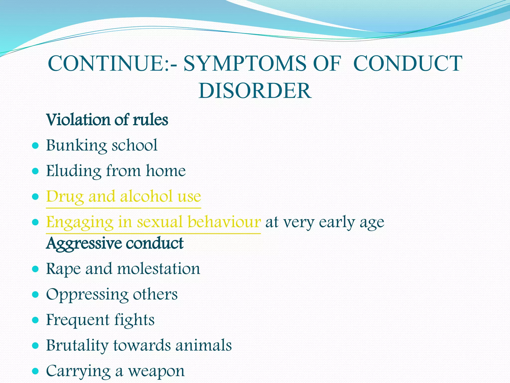 Conduct disorder: causes, symptoms, diagnosis and treatment | PPT