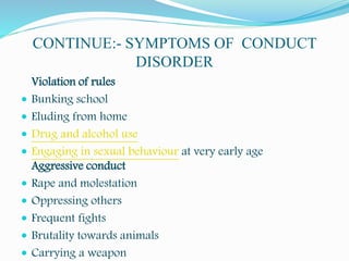 Conduct disorder: causes, symptoms, diagnosis and treatment | PPT
