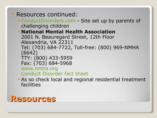 Conduct disorder resource | PPT