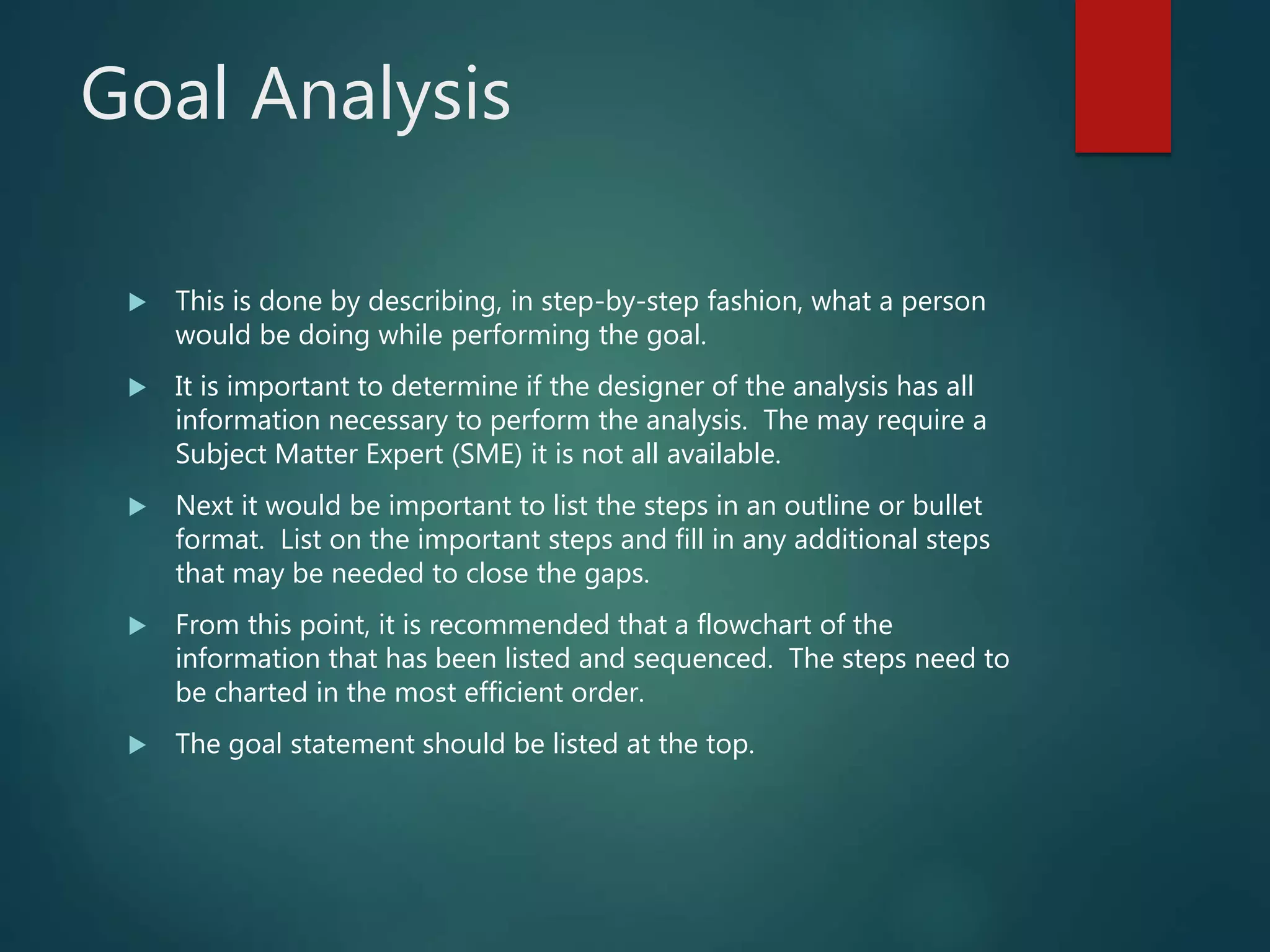 Conducting a Goal Analysis | PPT