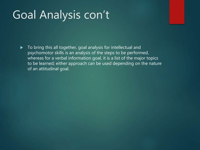 Conducting a Goal Analysis | PPT