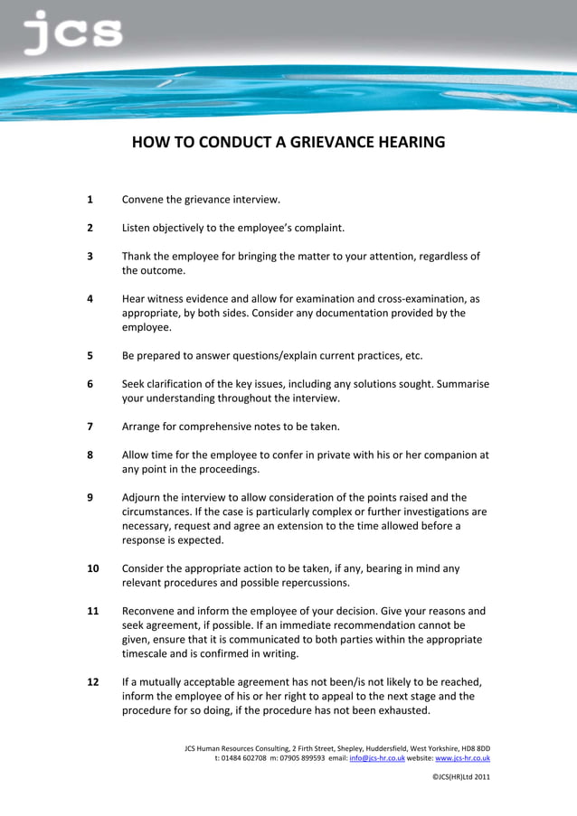 Conducting a grievance_hearing | PDF | Human Resources | Business