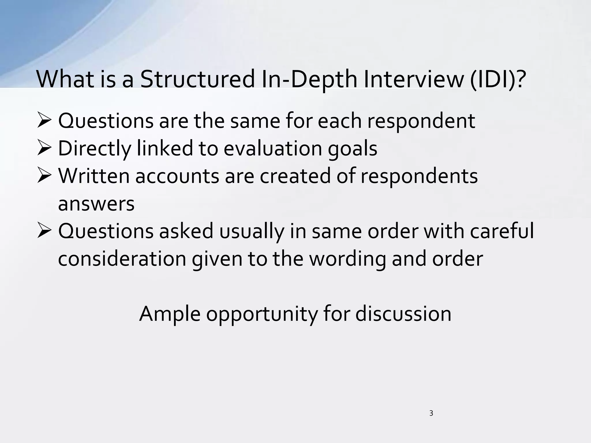 Conducting, analyzing and reporting in depth interviews slideshare 0213 ...
