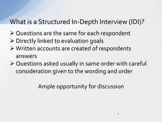 Conducting, analyzing and reporting in depth interviews slideshare 0213 dmf | PPTX